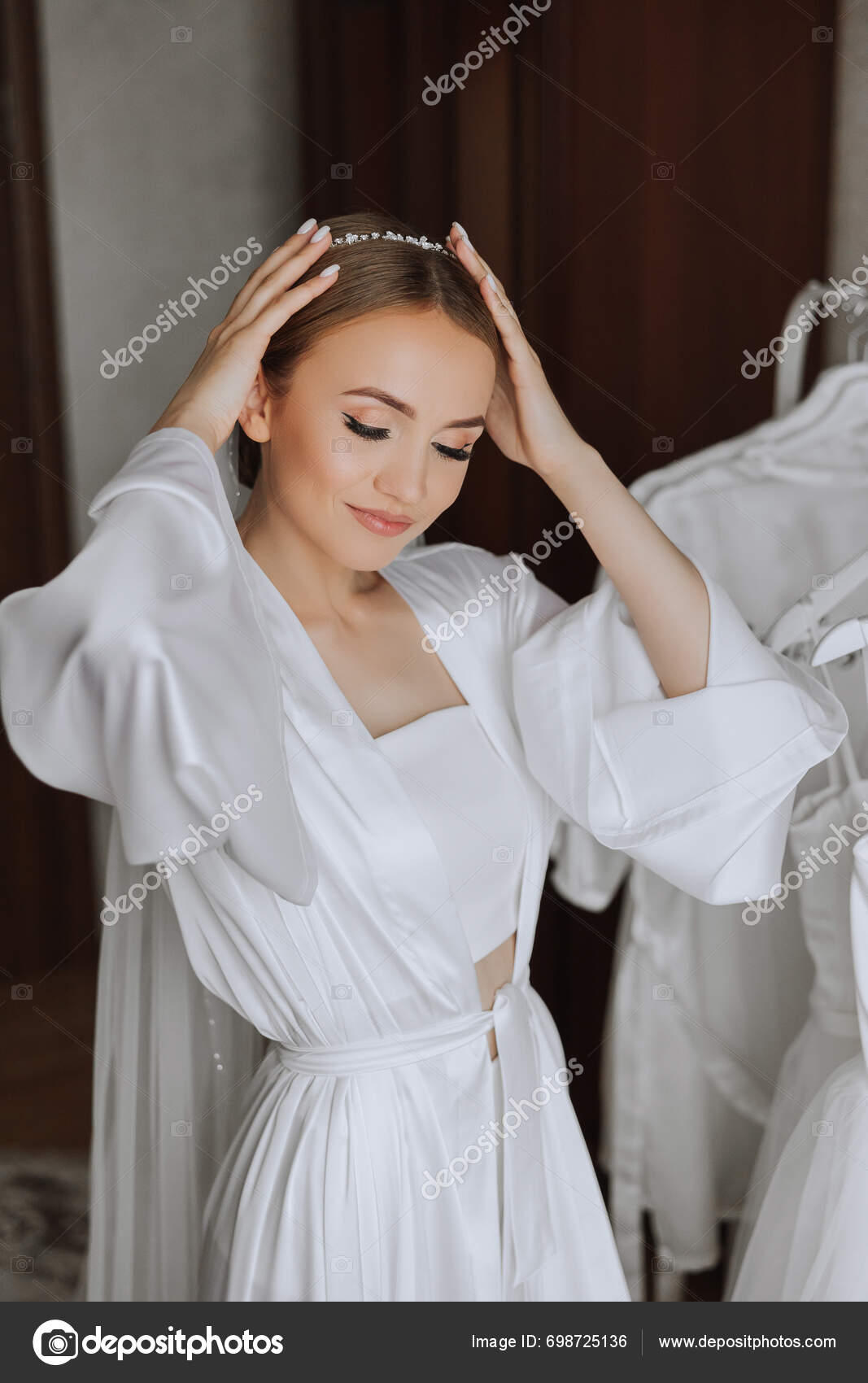 Beautiful Bride Dressing Gown Morning Wedding Ceremony Incredible ...