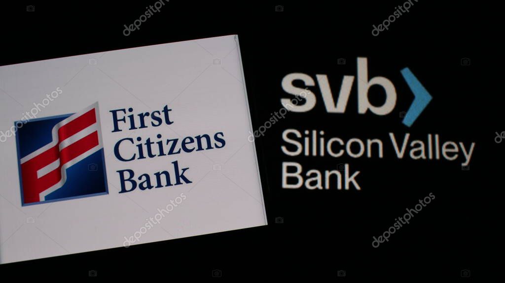 Logotipo del banco First Citizens con Silicon Valley Bank (logotipo SVB ...