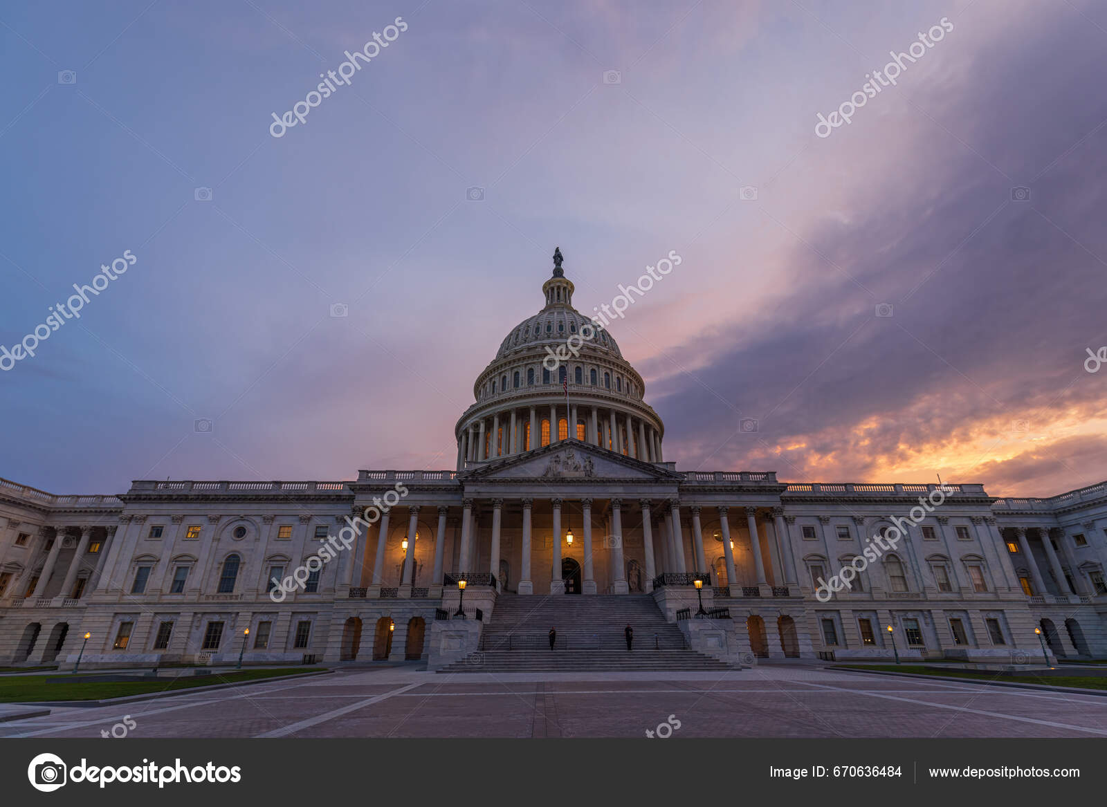 Violet Sunset Sky Capitol Building Dome — Stock Photo © WOPictures ...