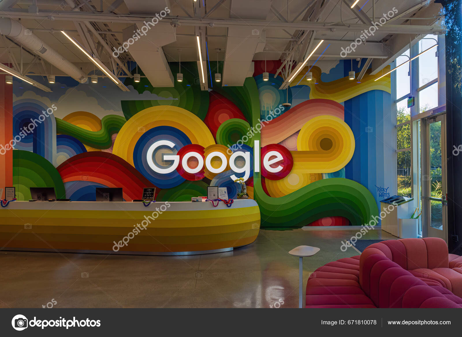 Google Sign Wall Reception Desk Google Headquarters Silicon Valley ...