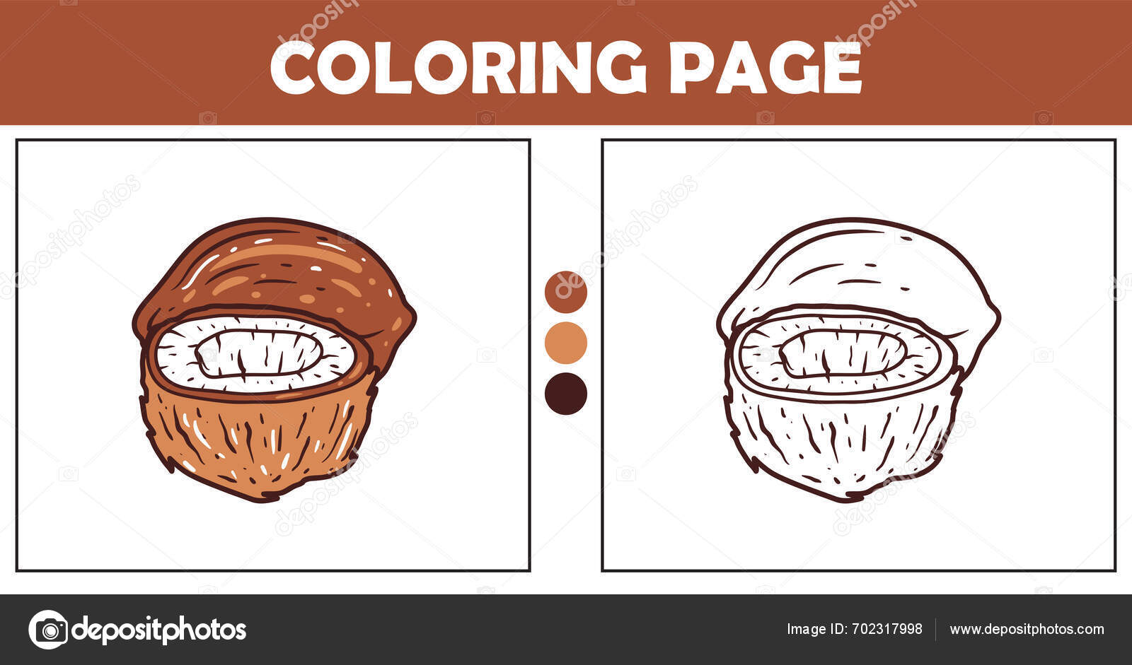 Página Para Colorear Coco Para Niños Vector Ilustración Vector de stock ...
