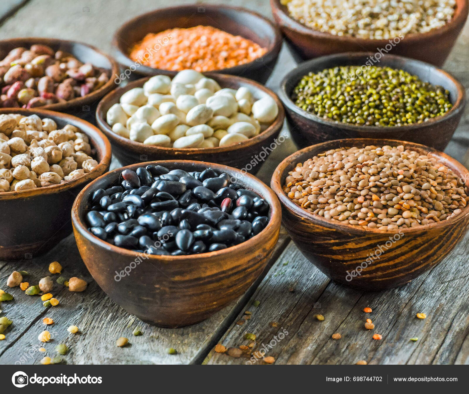 Collection Various Beans Cereal Grains Representing Essential Sources ...