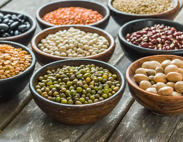 Collection Various Beans Cereal Grains Representing Essential Sources ...