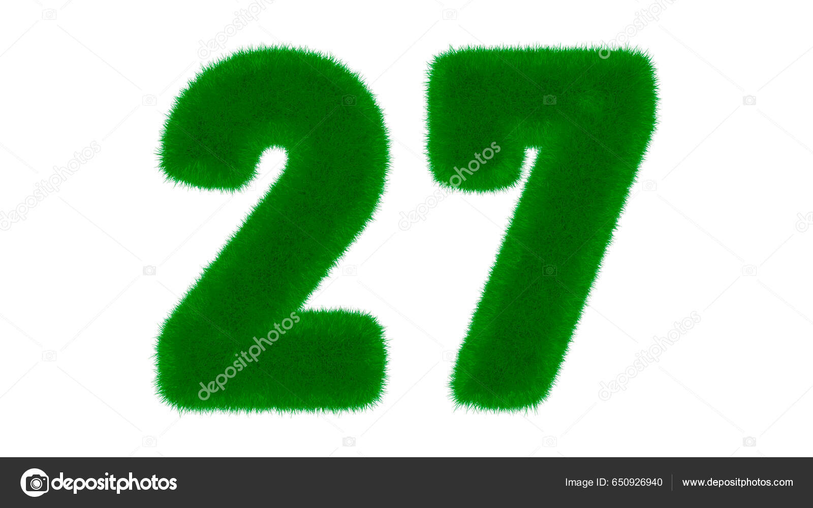 Número Fonte Verde Natural Forma Grama Fundo Branco Isolado Renderizar ...