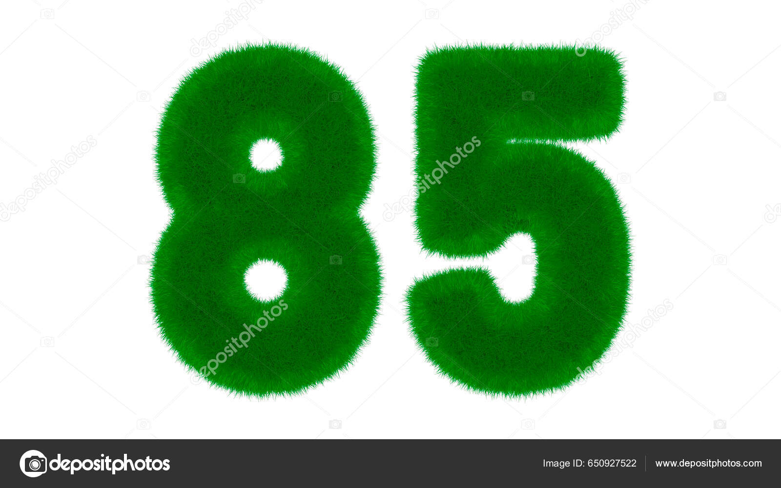 85号由天然绿色字体组成 在孤立的白色背景上以草的形式出现 3D渲染说明 — 图库照片©Belegan＃650927522