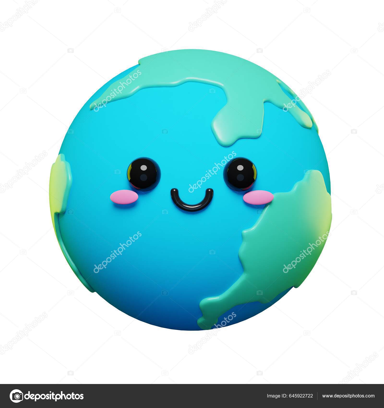 Cute Adorable Earth Emoji Character Emoticons Set Cartoon Earth Icons ...