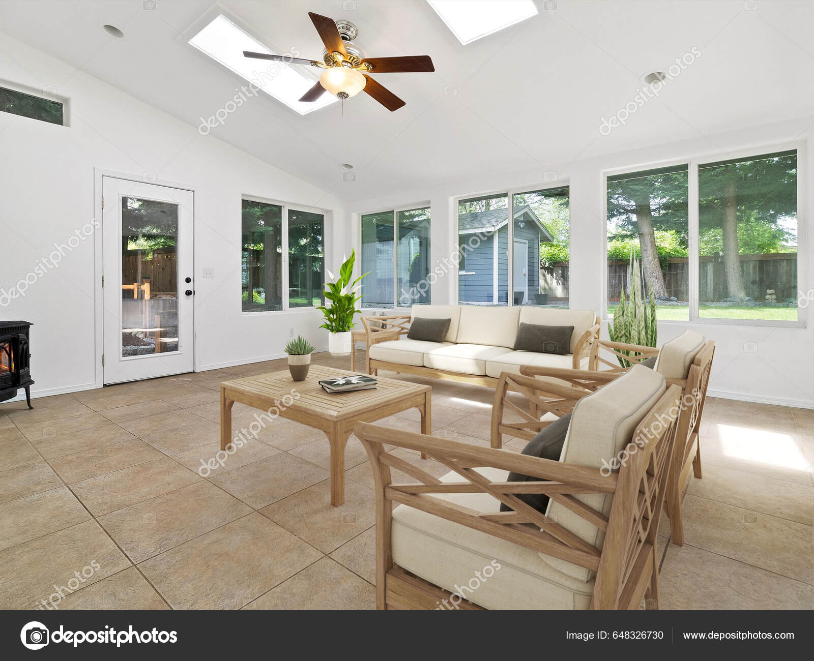 Interior Modern House Large Windows Rendering Design — Stock Photo ...