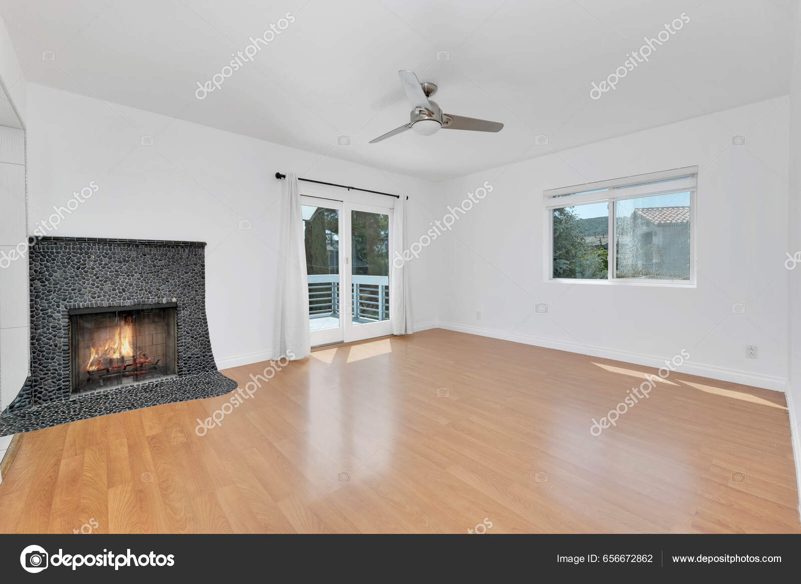 Tomt Værelse Med Hvide Vægge Trægulv Indretning Rendering — Stock-foto ...