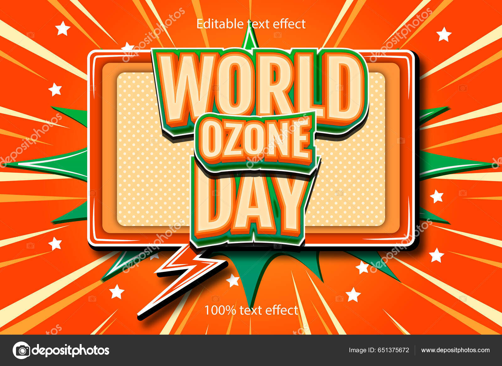 World Ozone Day Editable Text Effect Emboss Cartoon Style Stock Vector ...
