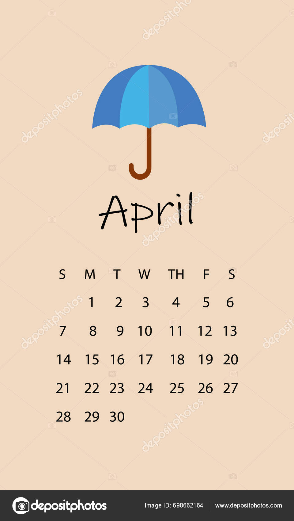Vector Abril 2024 Calendario Vector de stock #698662164 de ...