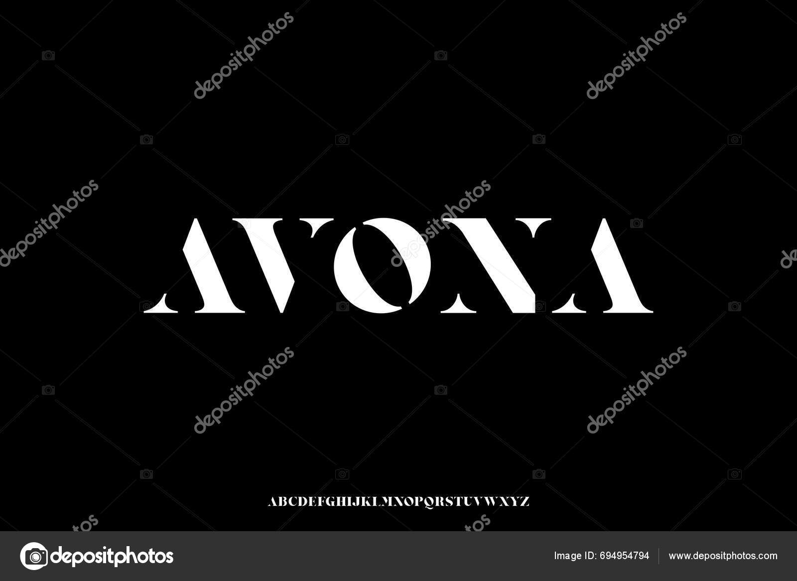 Bold Elegant Stencil Type Alphabet Display Font Vector Illustration ...