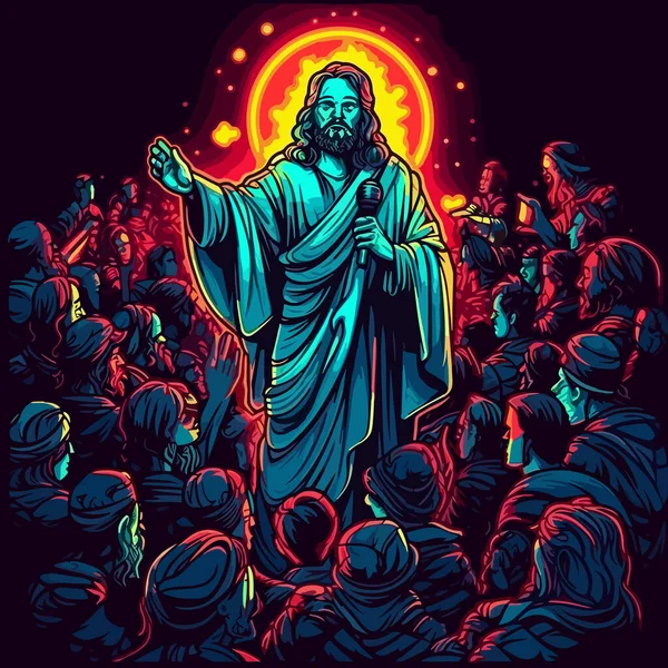 Jesus predicando imágenes de stock de arte vectorial | Depositphotos