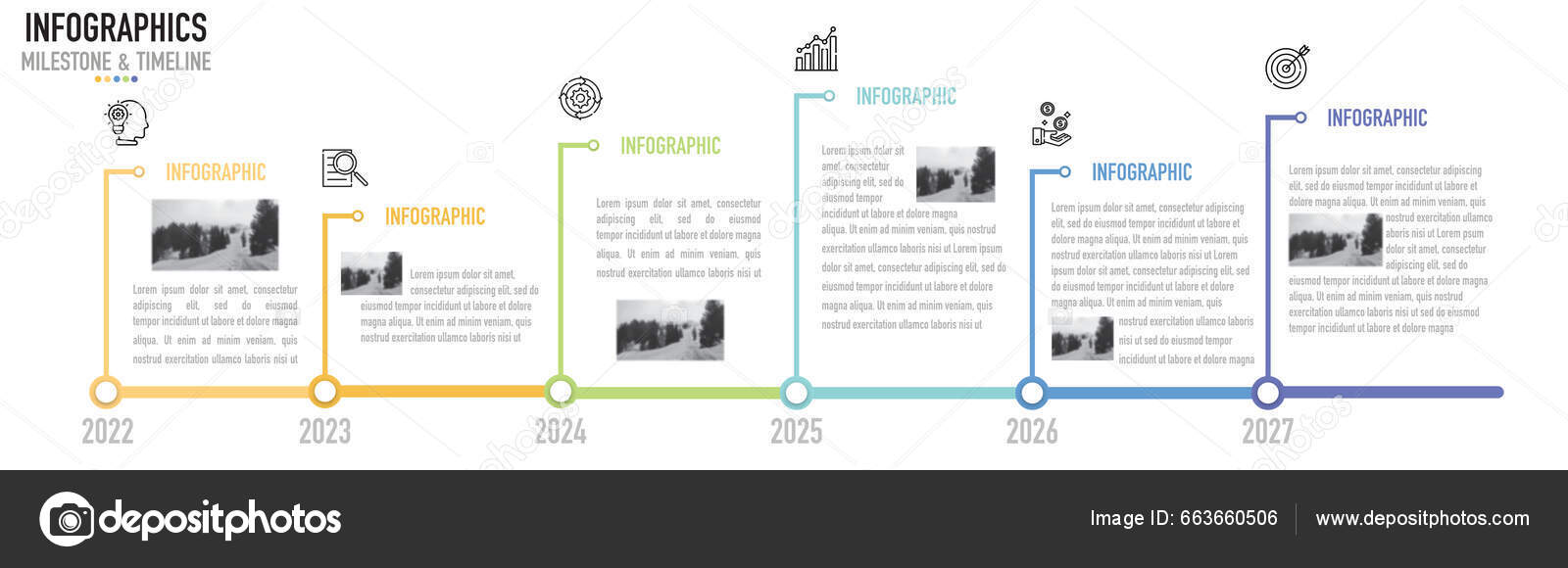 Milestone Timeline Infographic Template Element Year 2022 2023 2024 ...