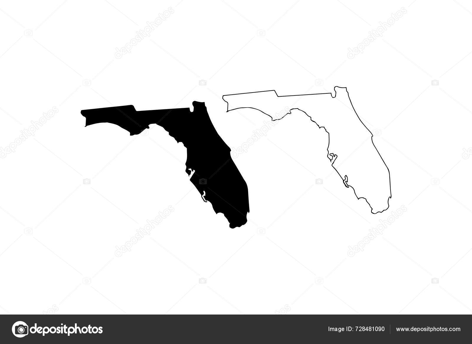 Silhouette Outline Florida State Map Vector Icon Stock Vector by ©Bobr ...