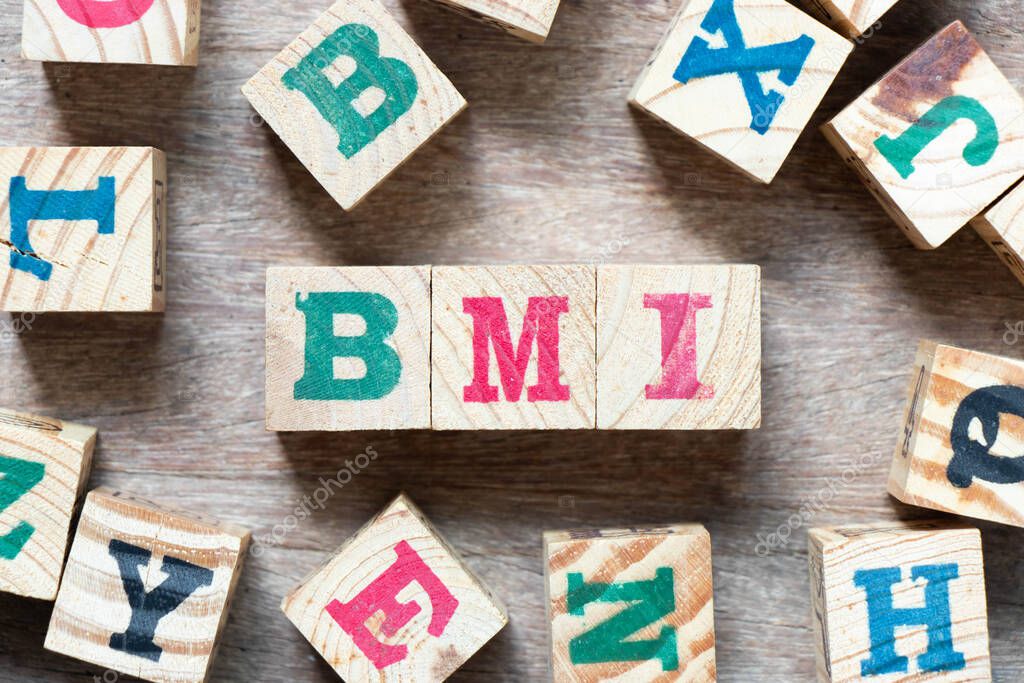 Bloque alfabético de letras en la palabra IMC (abreviatura del índice ...