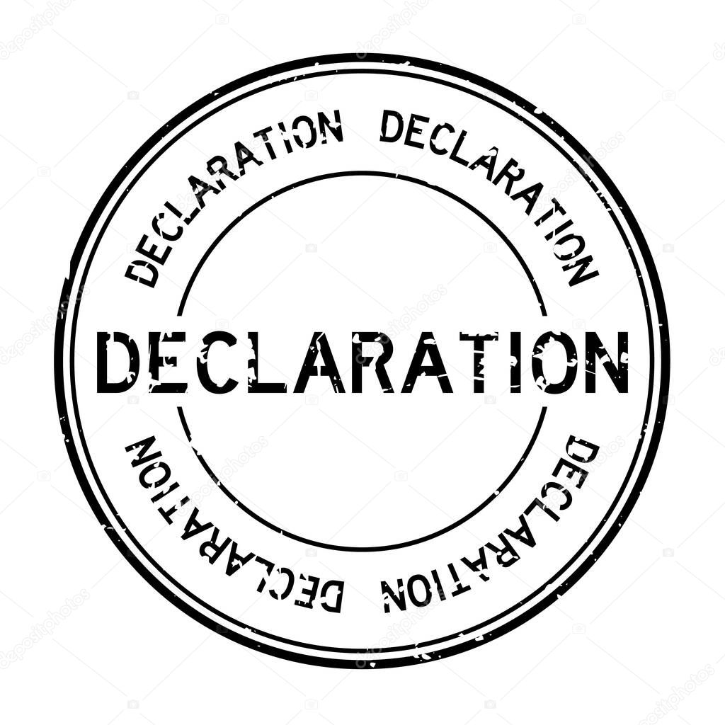 Sello de sello de goma redondo palabra declaración Grunge negro sobre ...