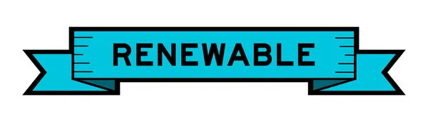 Banner de etiqueta de cinta con palabra renovable en color azul sobre ...