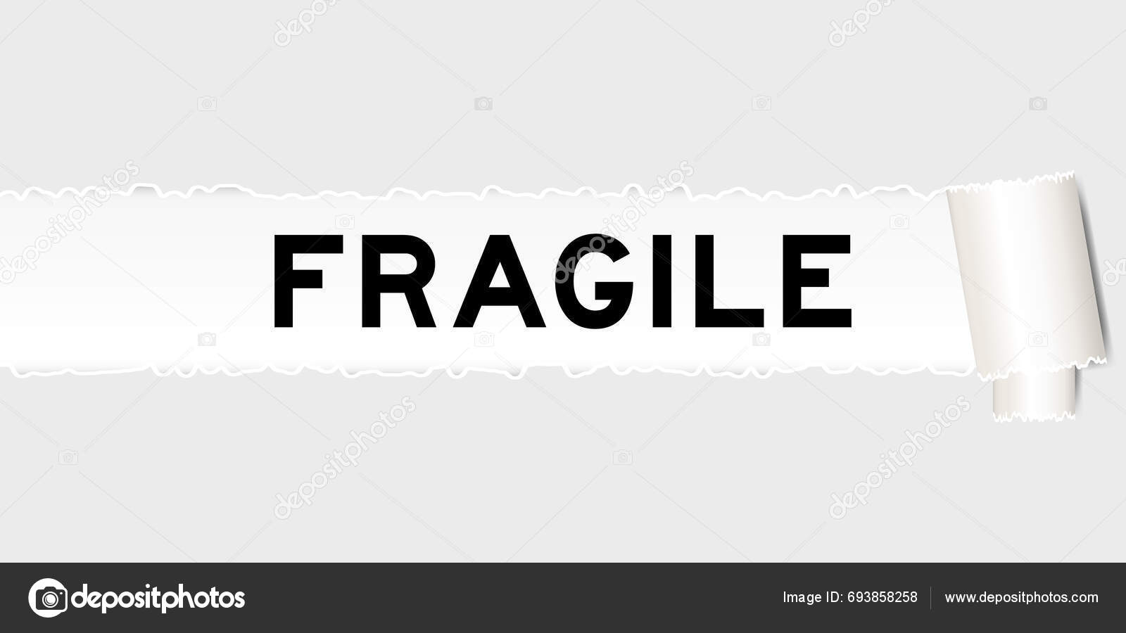 Ripped Gray Paper Background Have Word Fragile Torn Part Stock Vector ...