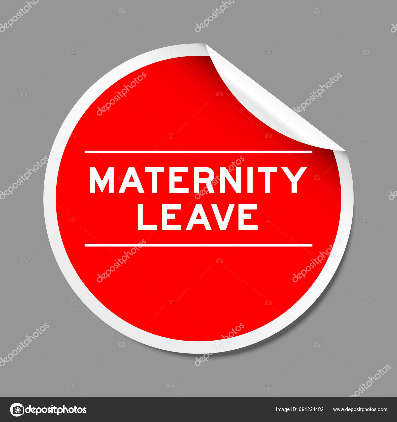 Red Color Peel Sticker Label Word Maternity Leave Gray Background Stock ...