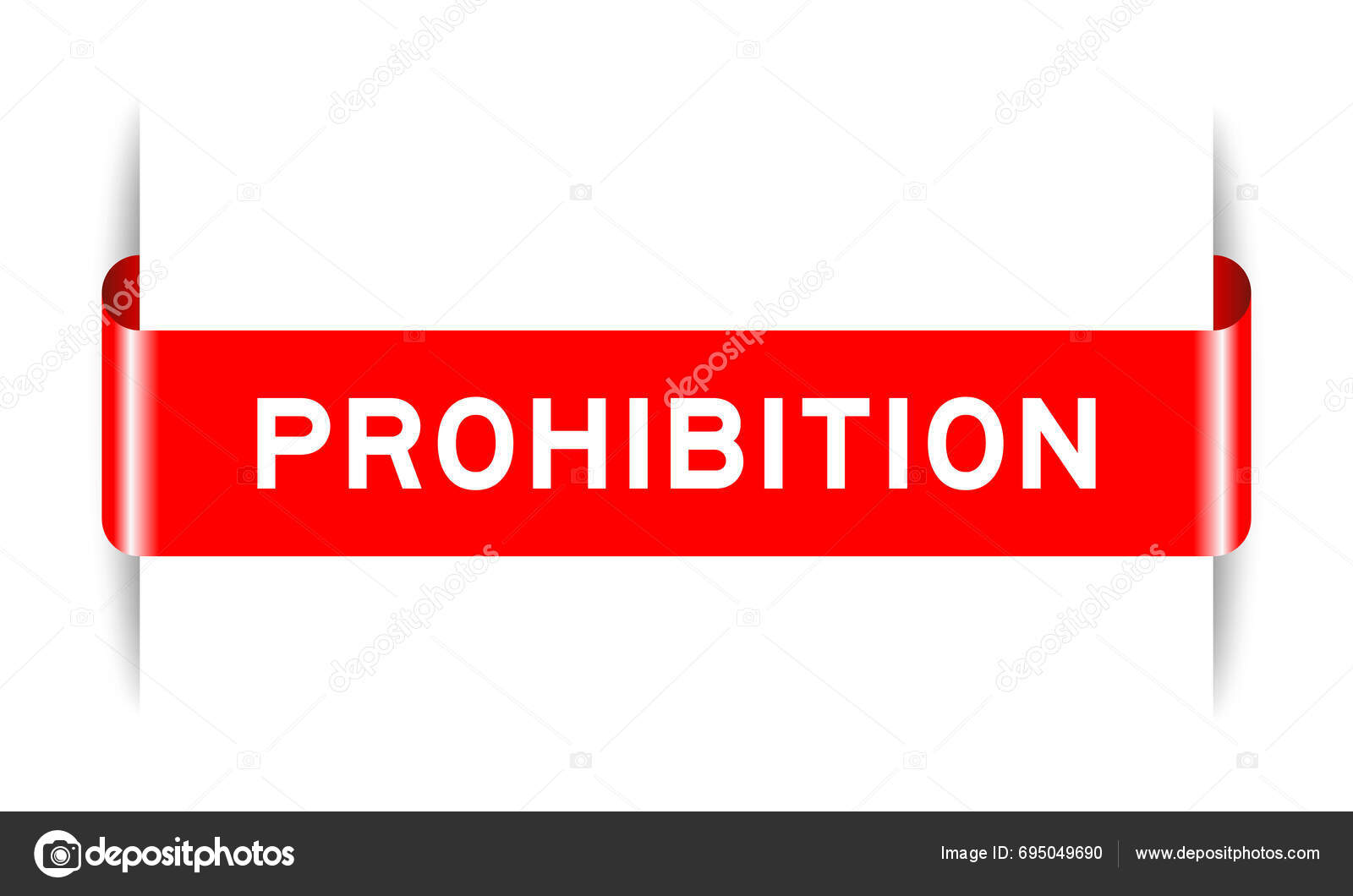 Red Color Inserted Label Banner Word Prohibition White Background Stock ...