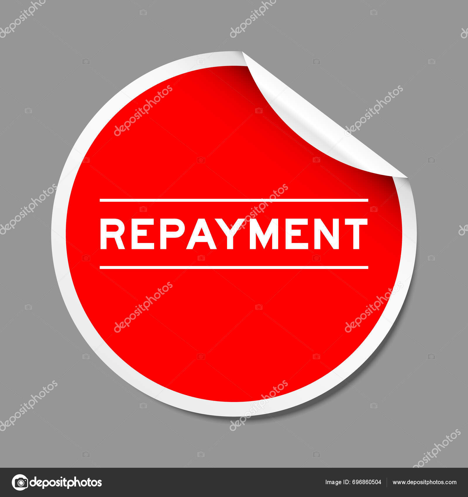 Red Color Peel Sticker Label Word Repayment Gray Background Stock ...