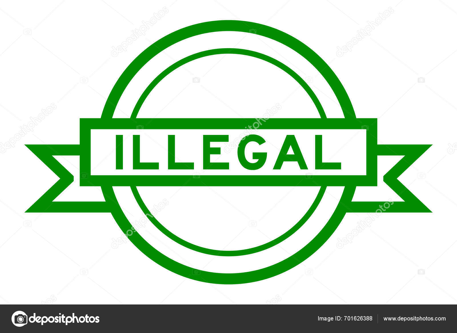 Banner Etiqueta Redonda Color Verde Vintage Con Palabra Ilegal Sobre ...