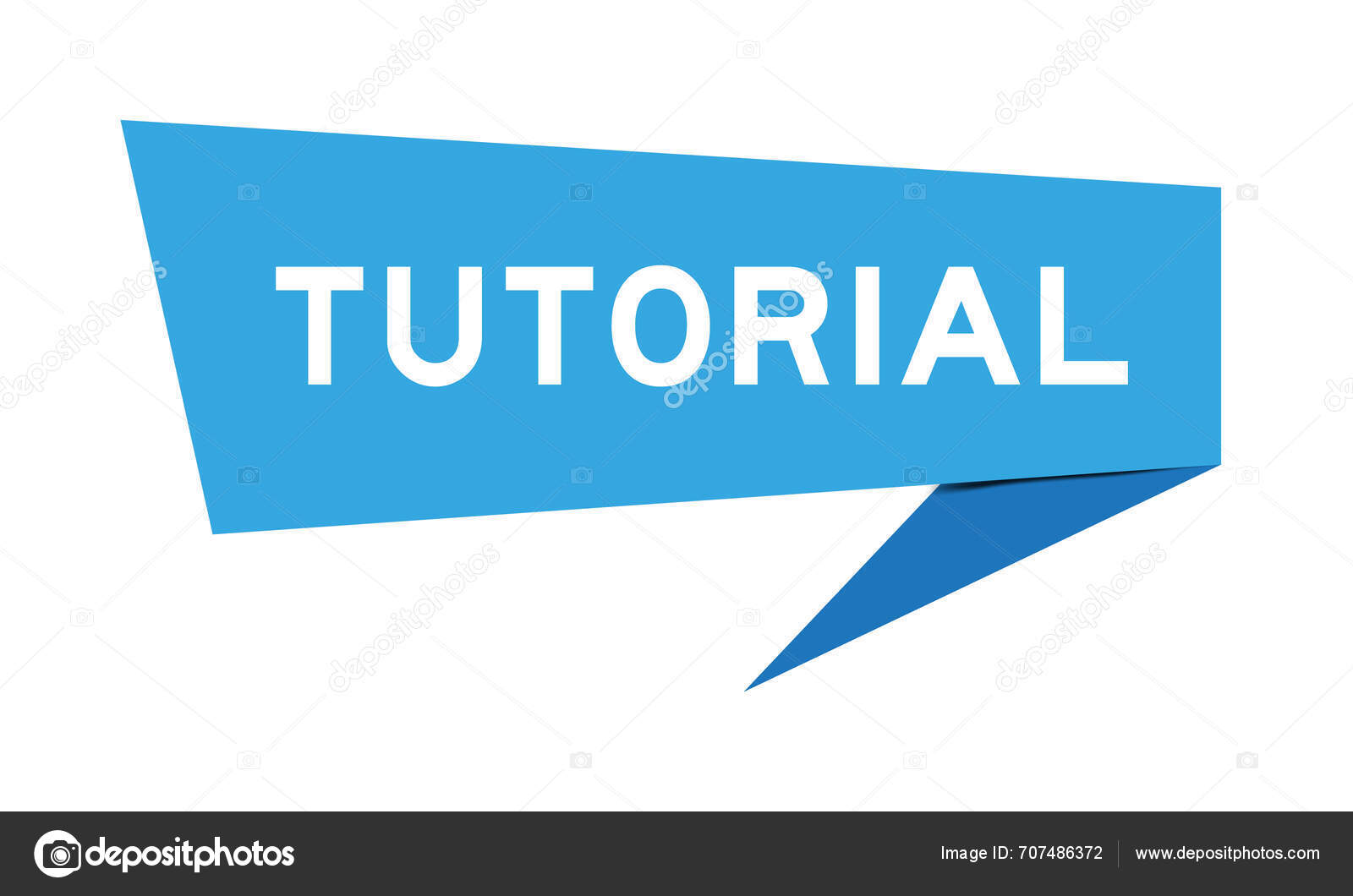 Blue Color Speech Banner Word Tutorial White Background Stock Vector by ...