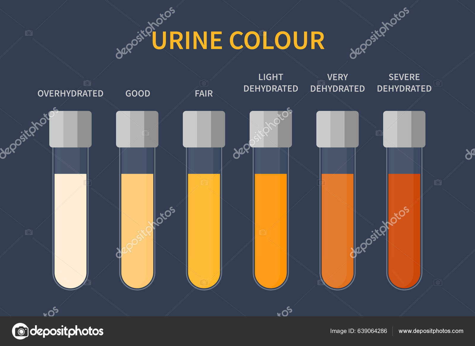 Urine Colour Chart Hydration Dehydration Level Diagram Medical Urinal ...