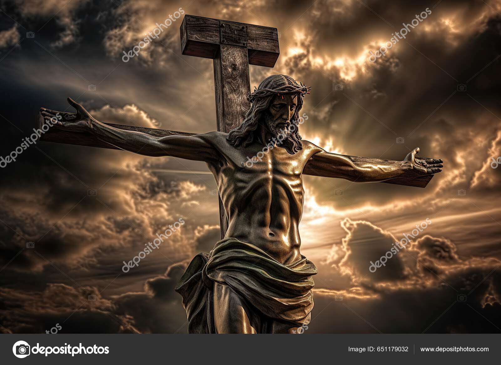 Crucifixion Jesus Christ Cross Dramatic Sky Religious Concept Faith God ...