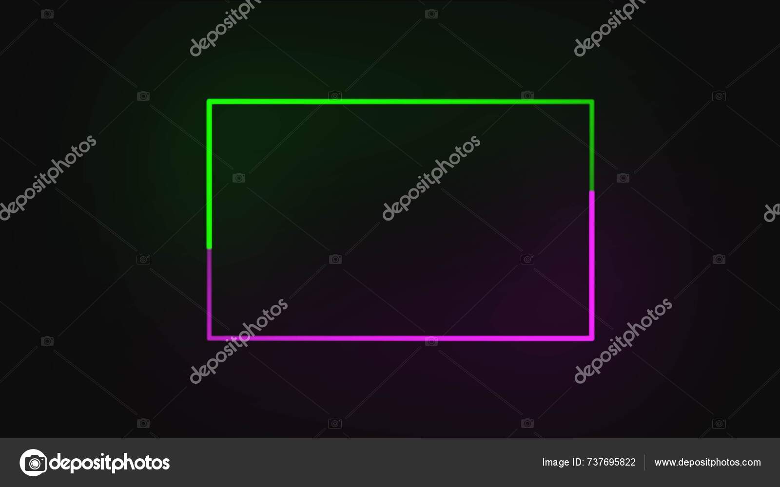 Neon Sign Rectangle Shape Bright Neon Light Illuminated Rectangle Frame ...