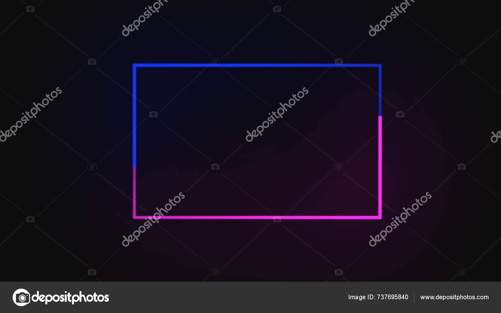 Neon Sign Rectangle Shape Bright Neon Light Illuminated Rectangle Frame ...