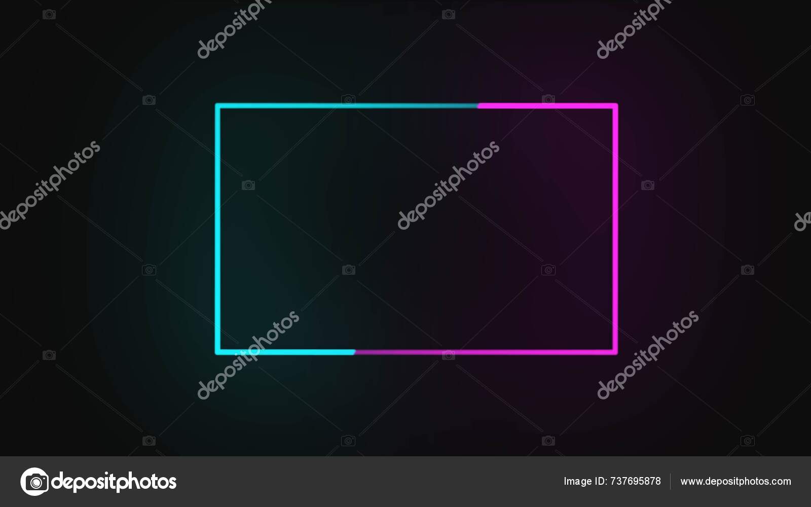 Neon Sign Rectangle Shape Bright Neon Light Illuminated Rectangle Frame ...