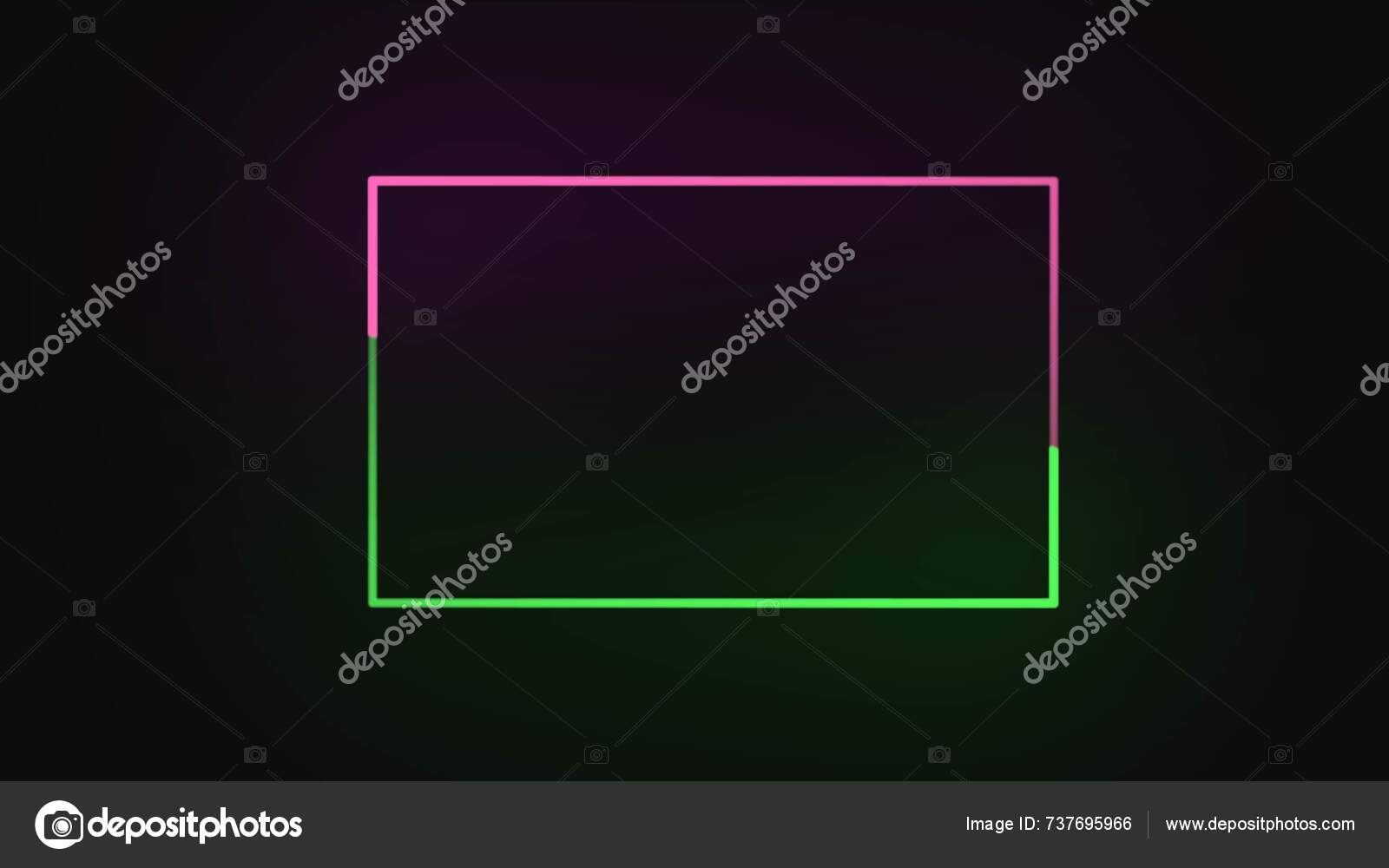 Neon Sign Rectangle Shape Bright Neon Light Illuminated Rectangle Frame ...