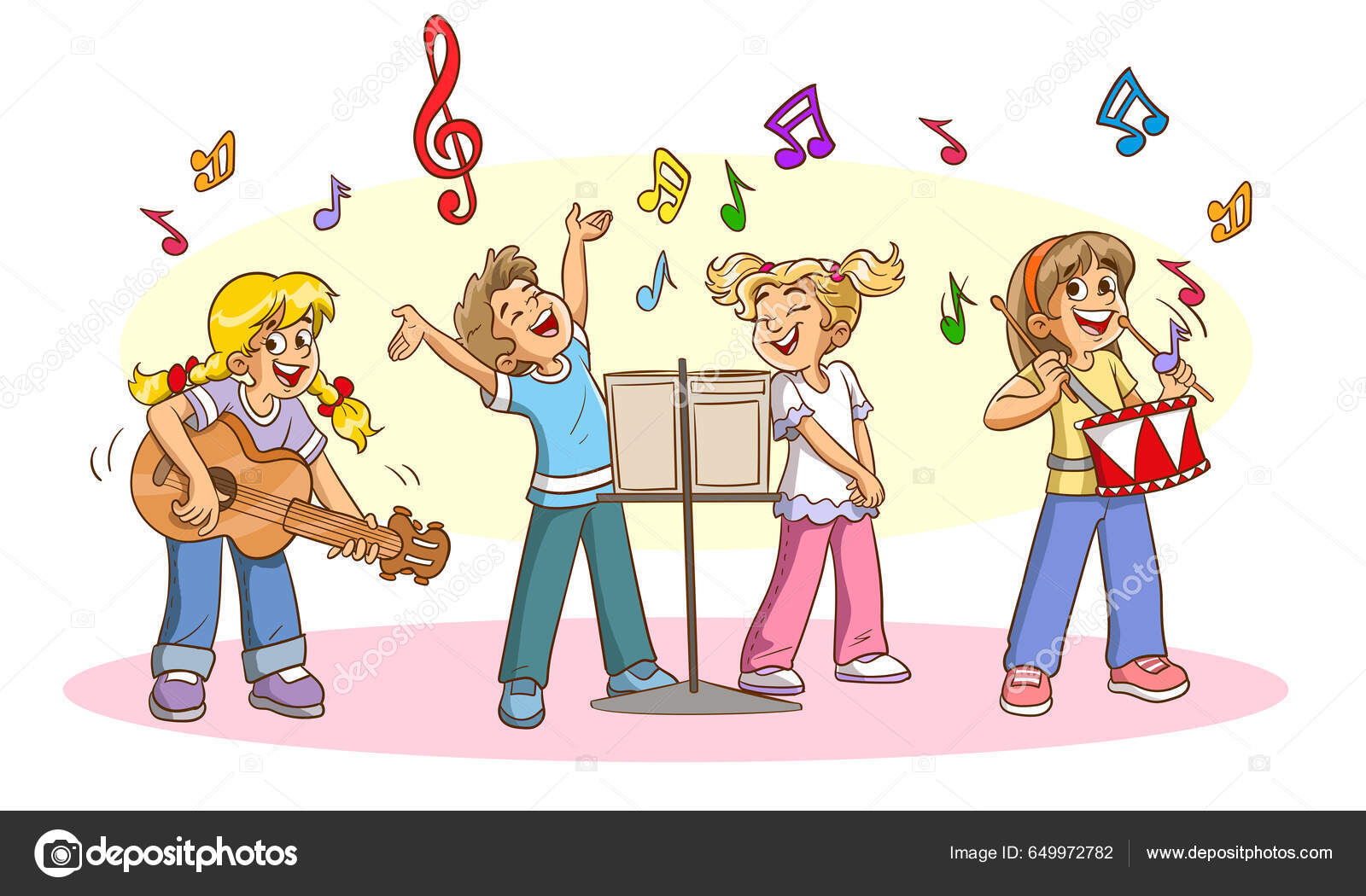 Illustration Group Musicians Performing White Background Stock Vector ...