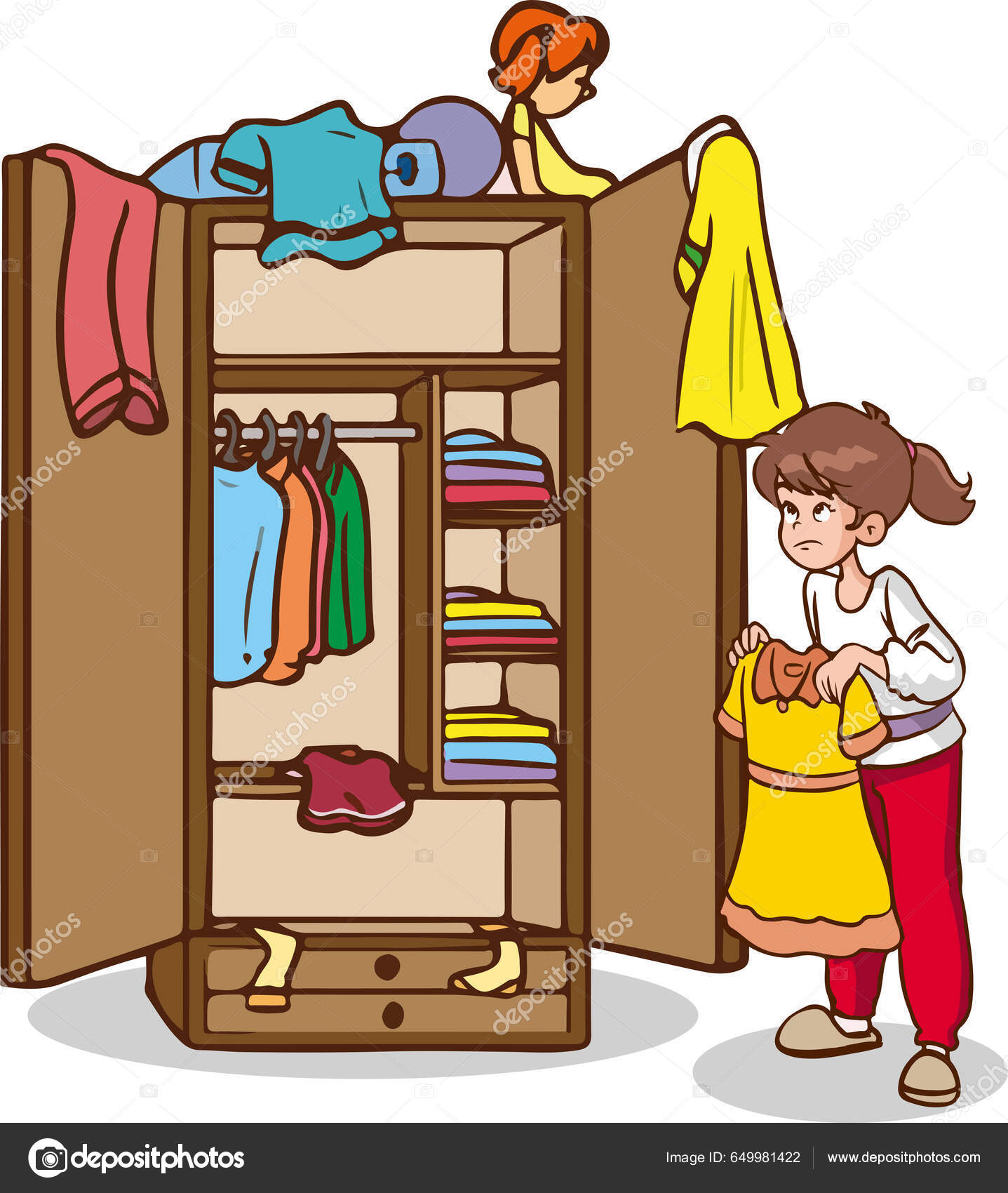 Cartoon Messy Closet Messy Room Girl Illustration Stock Illustration