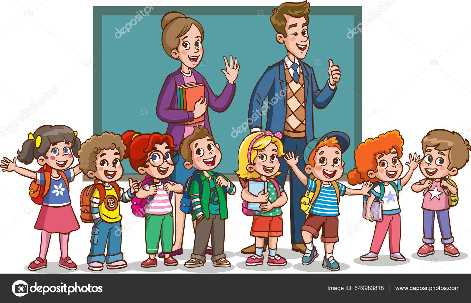 Dessin Animé D'un élève De Primaire Heureux