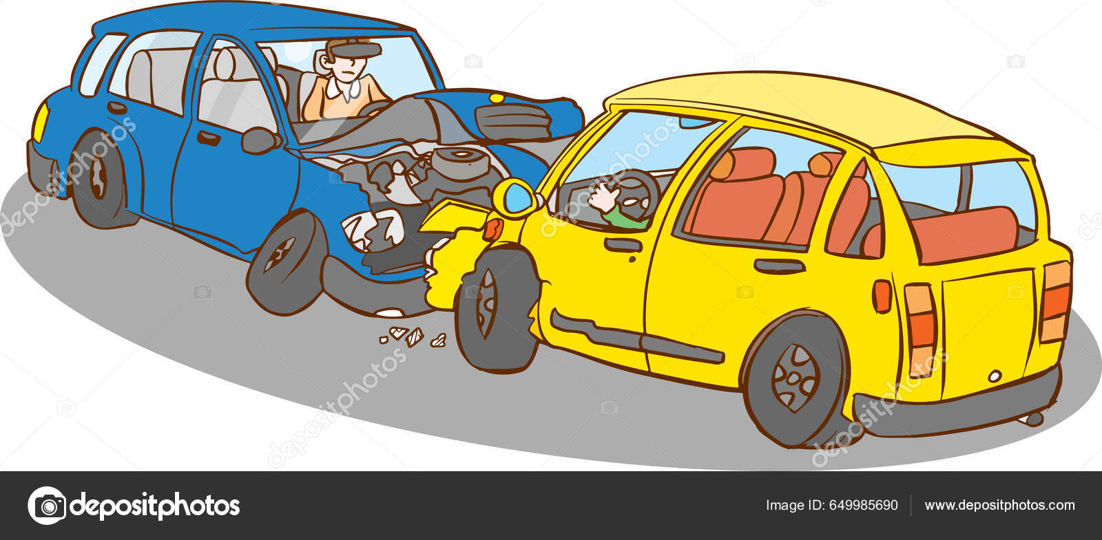 Traffic Accident Emergency Situation Car Crash Cartoon Vector ...