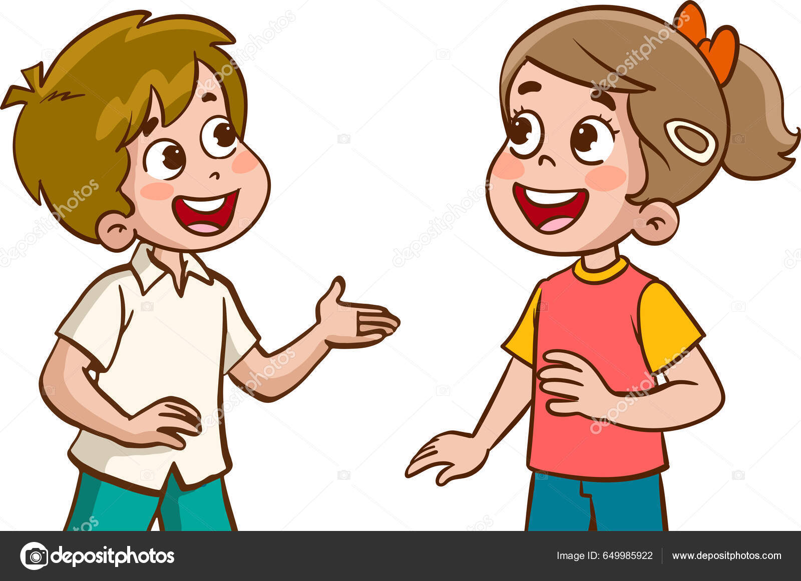 Iki Çocuk Vektör Konuşuyor ©serkanavci 649985922'e ait Stok Vektör