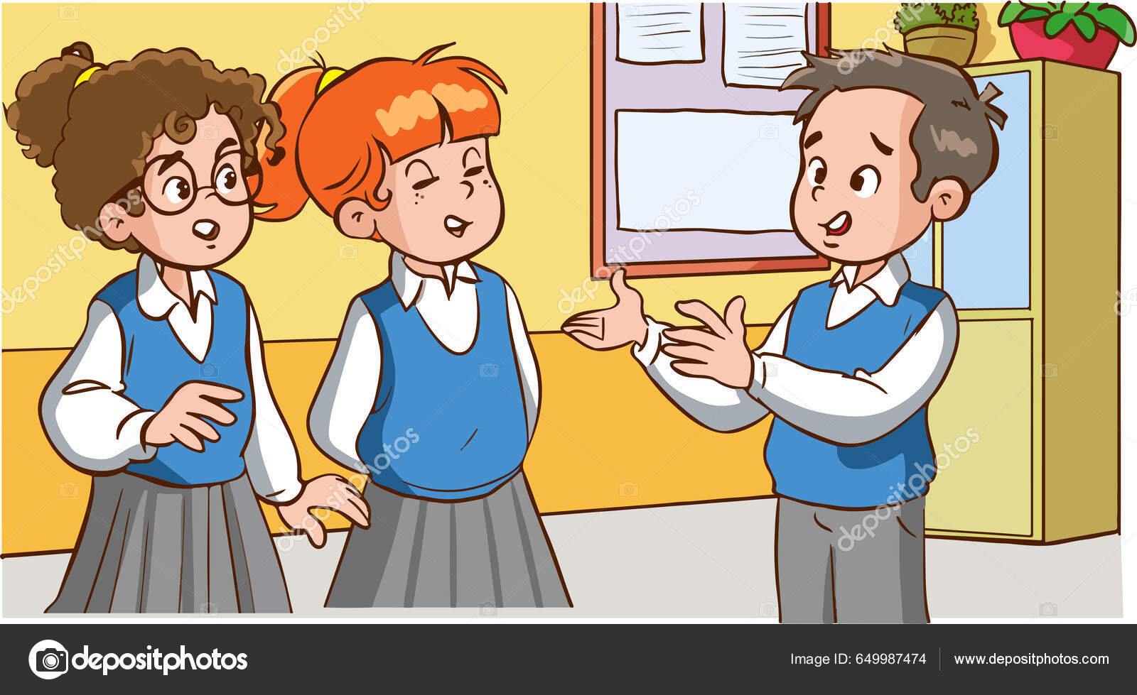 Foreign Students Cartoon A Group Of Students Kids Talking Cartoon,