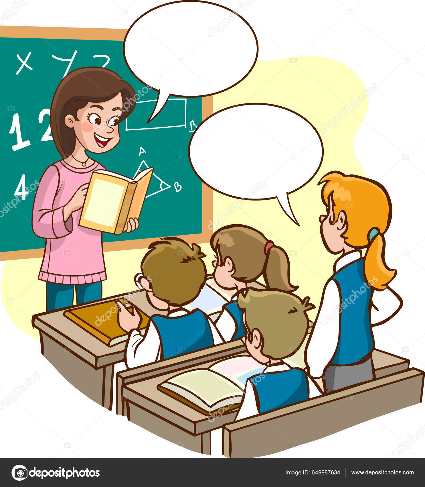 Students Doing Group Work Classroom Cartoon Vector Stock Vector by ...