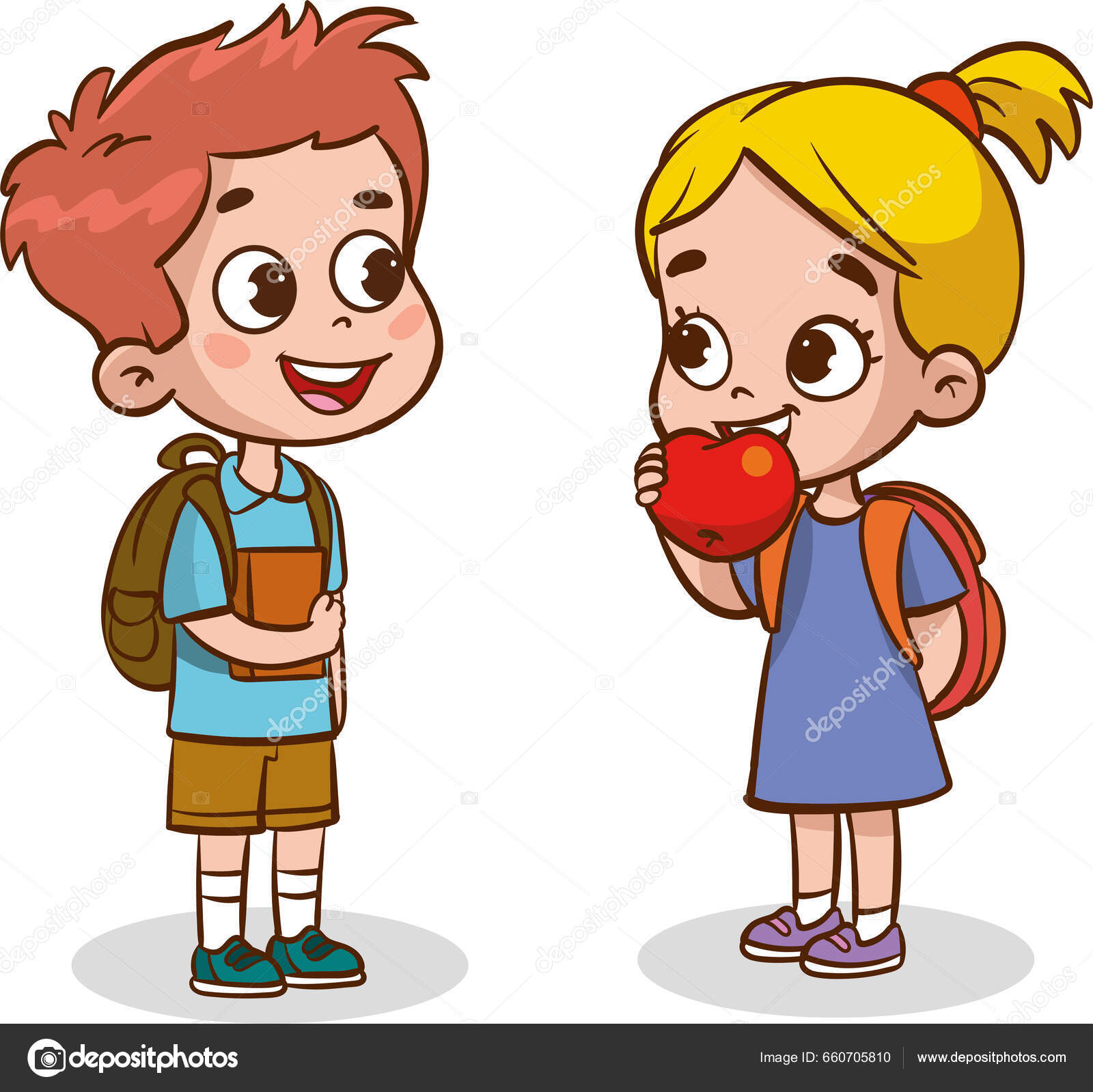 Poco Lindo Dos Niños Hablando Vector de stock por ©serkanavci 660705810