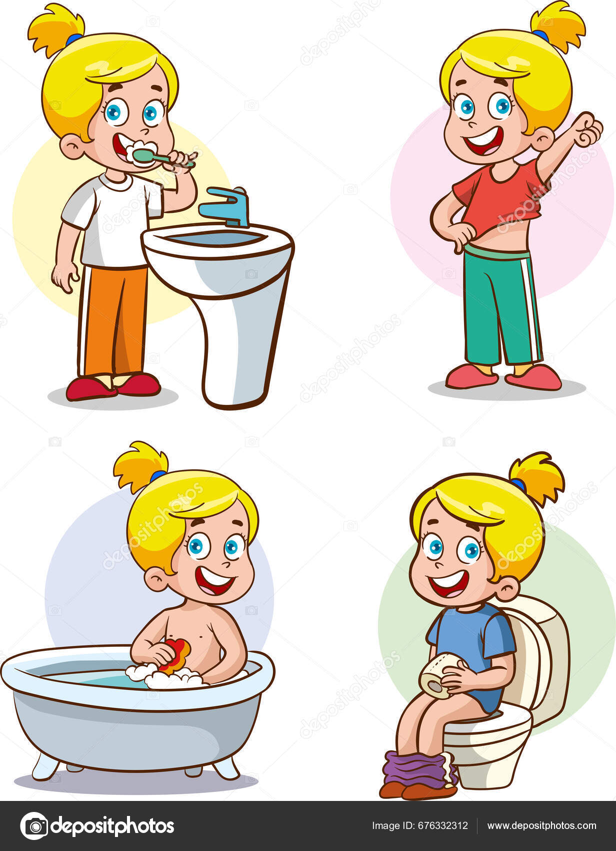 Dessin Animé Se Laver Le Visage