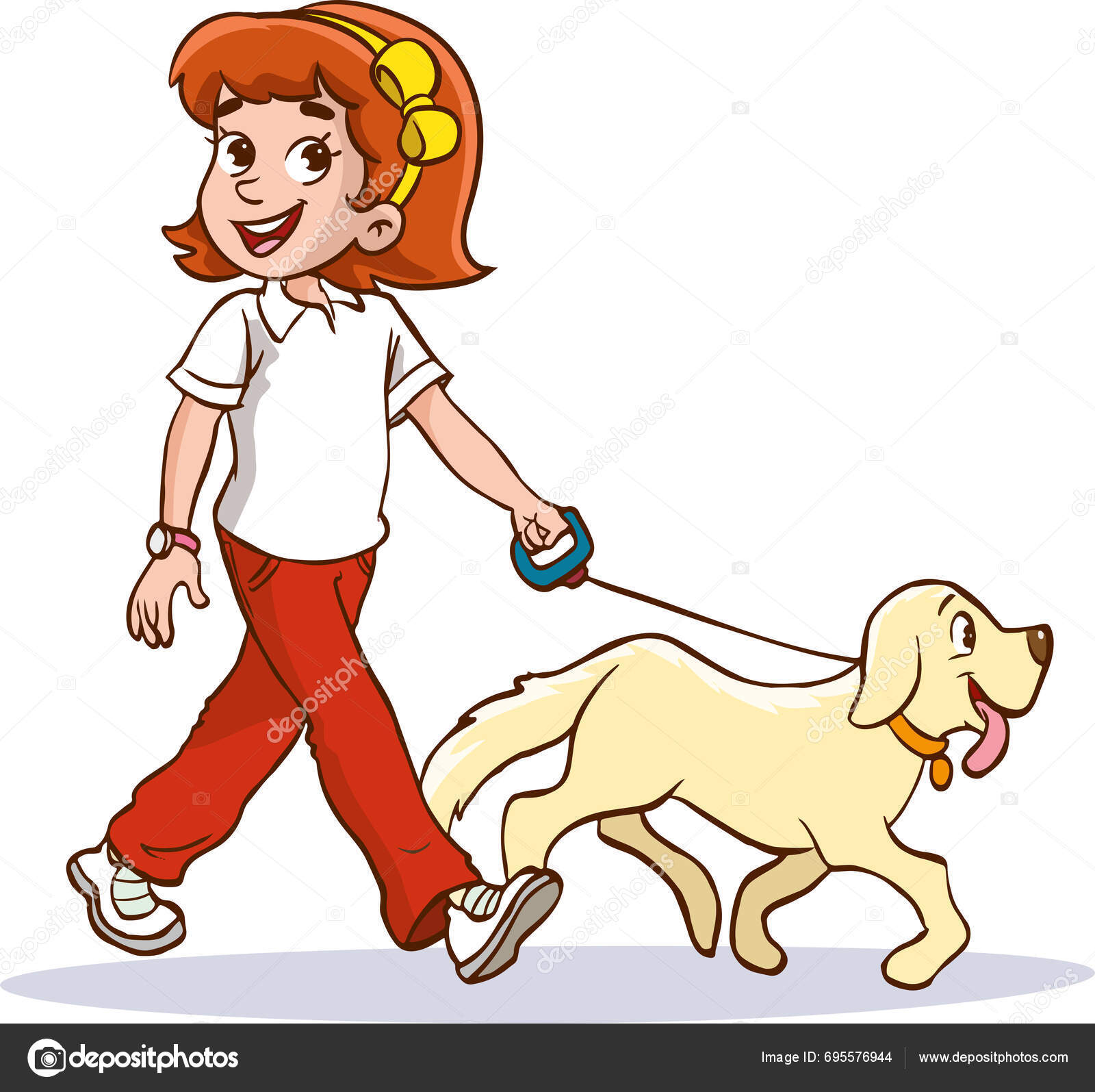 Mädchen Die Mit Einem Hund Spazieren Gehen Vektor Clip Art Stock ...