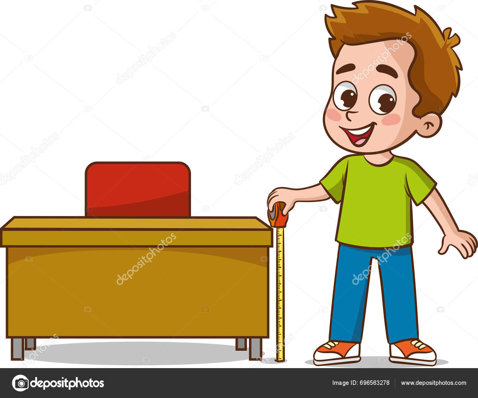 Vector Illustration Children Holding Measuring Tape Measuring Length ...