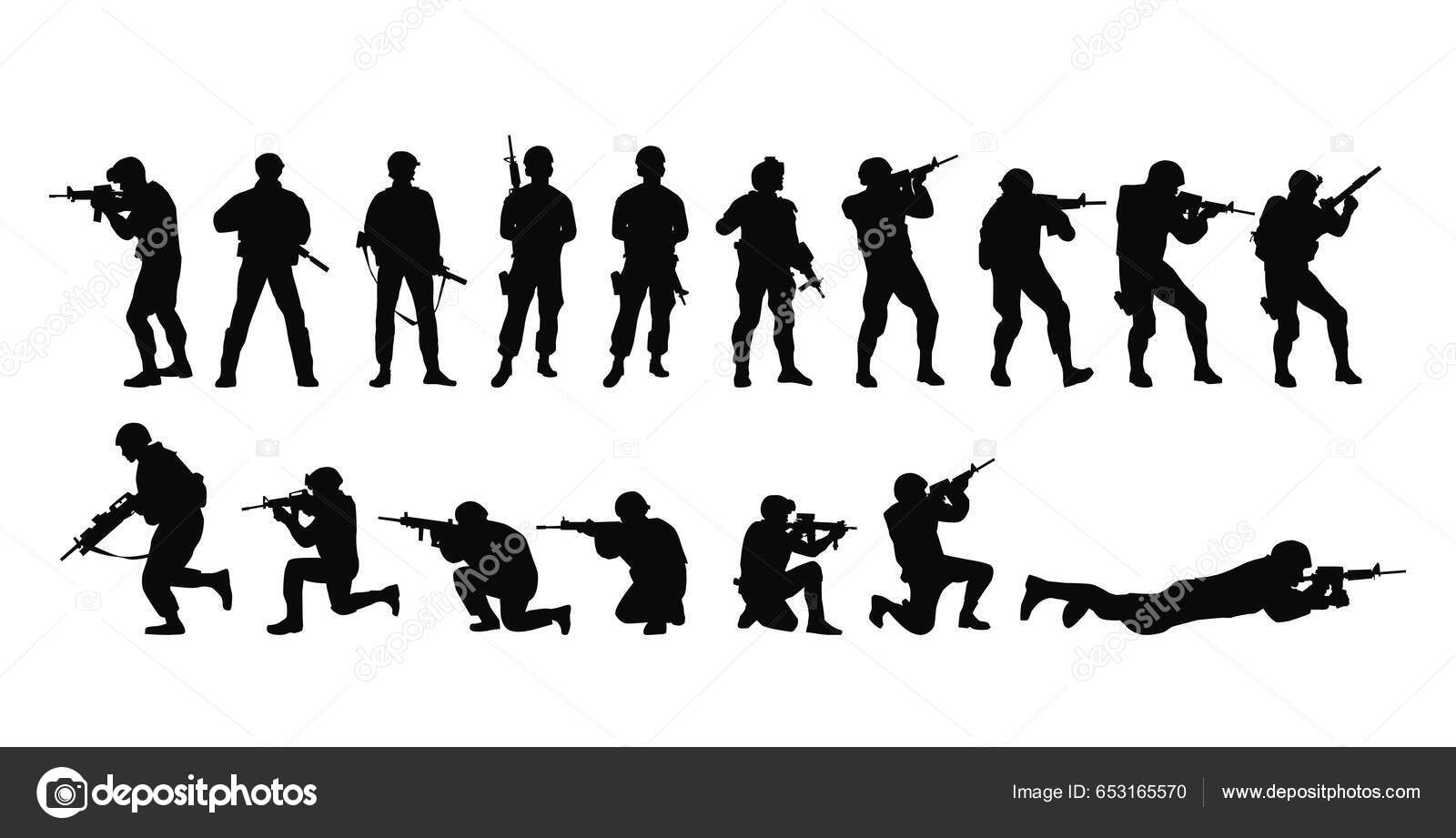 Una Tropa Soldados Silueta Vector Vector de stock por ©Harperuki 653165570