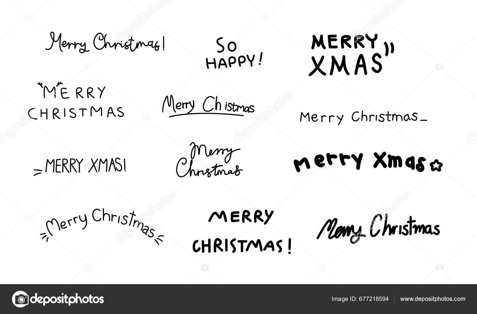 Hand Drawn Merry Christmas Vector Illustration Handwritten Lettering ...