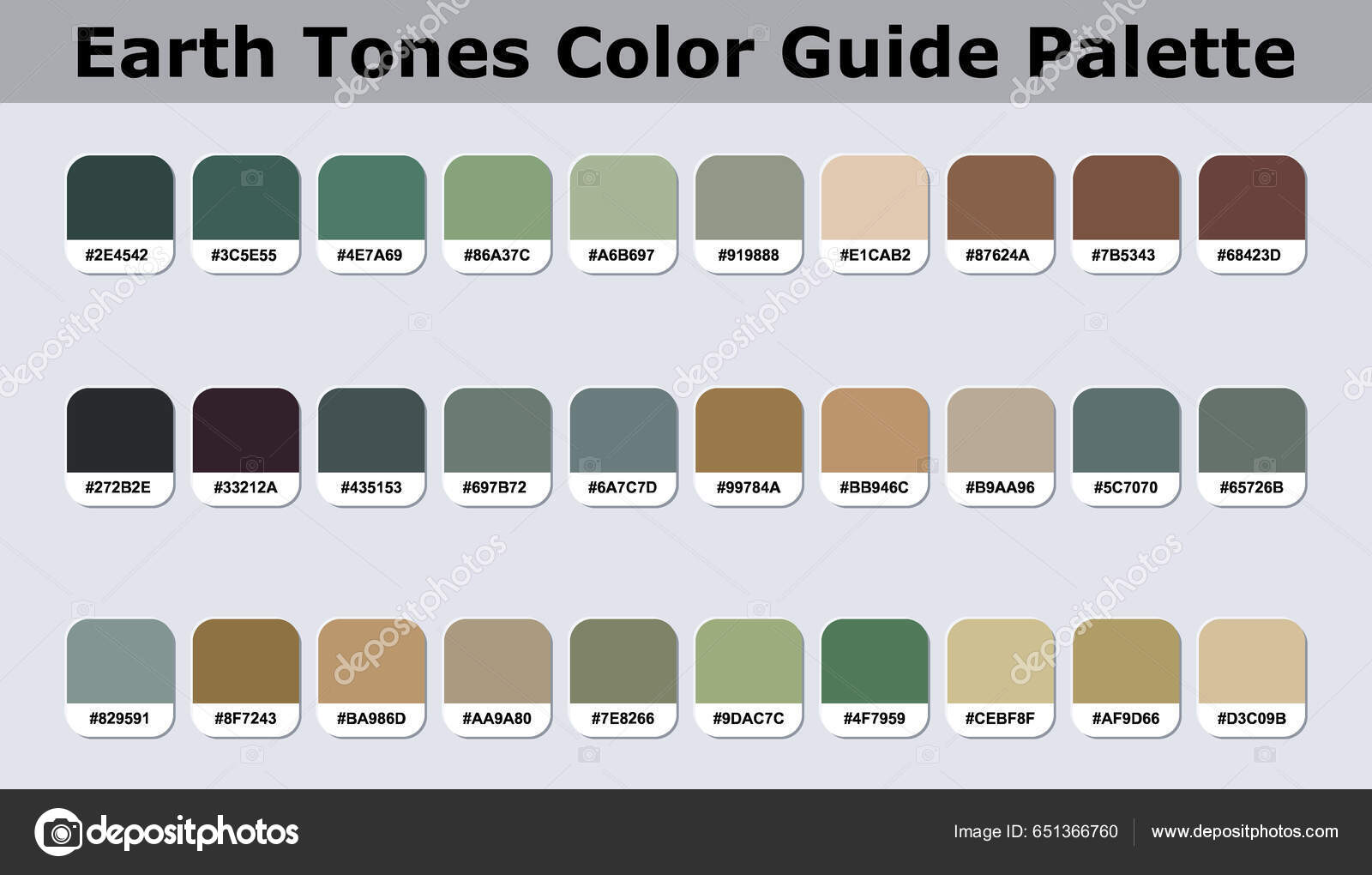 Conjunto Tonos Tierra Paleta Colores Catalogo Muestra Con Códigos Rgb ...