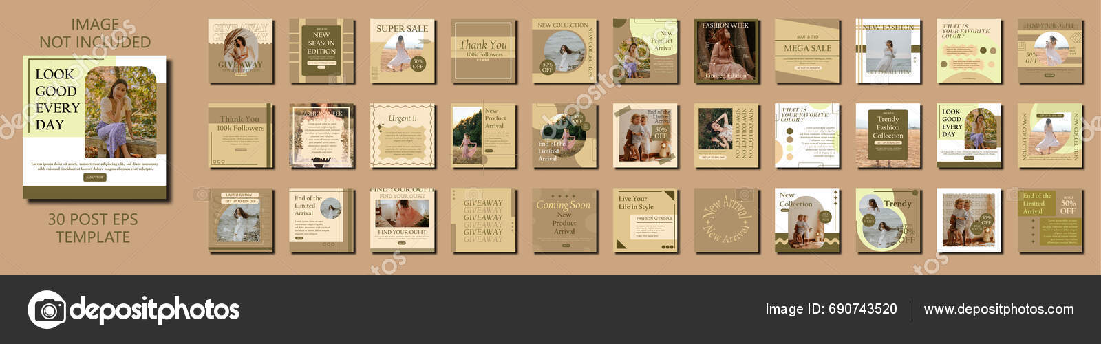Fashion Social Media Post Aesthetic Template Collection Layout Template ...