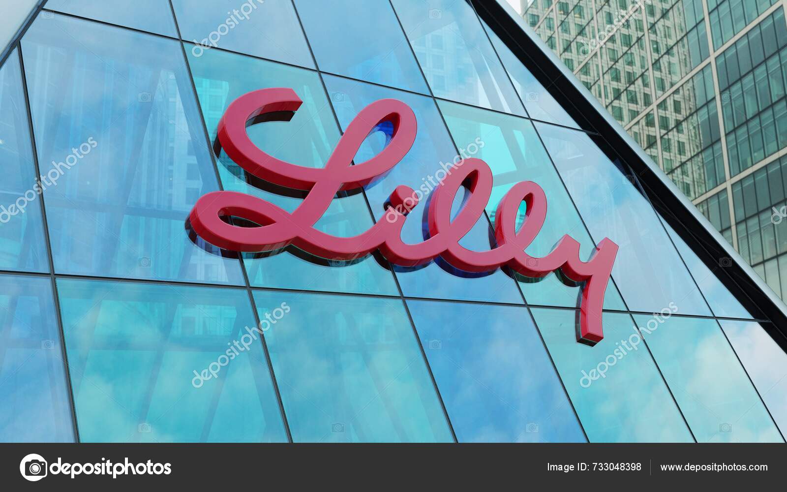 Eli Lilly Modern Urban Tower Downtown Offices Corporation Stocks Market ...