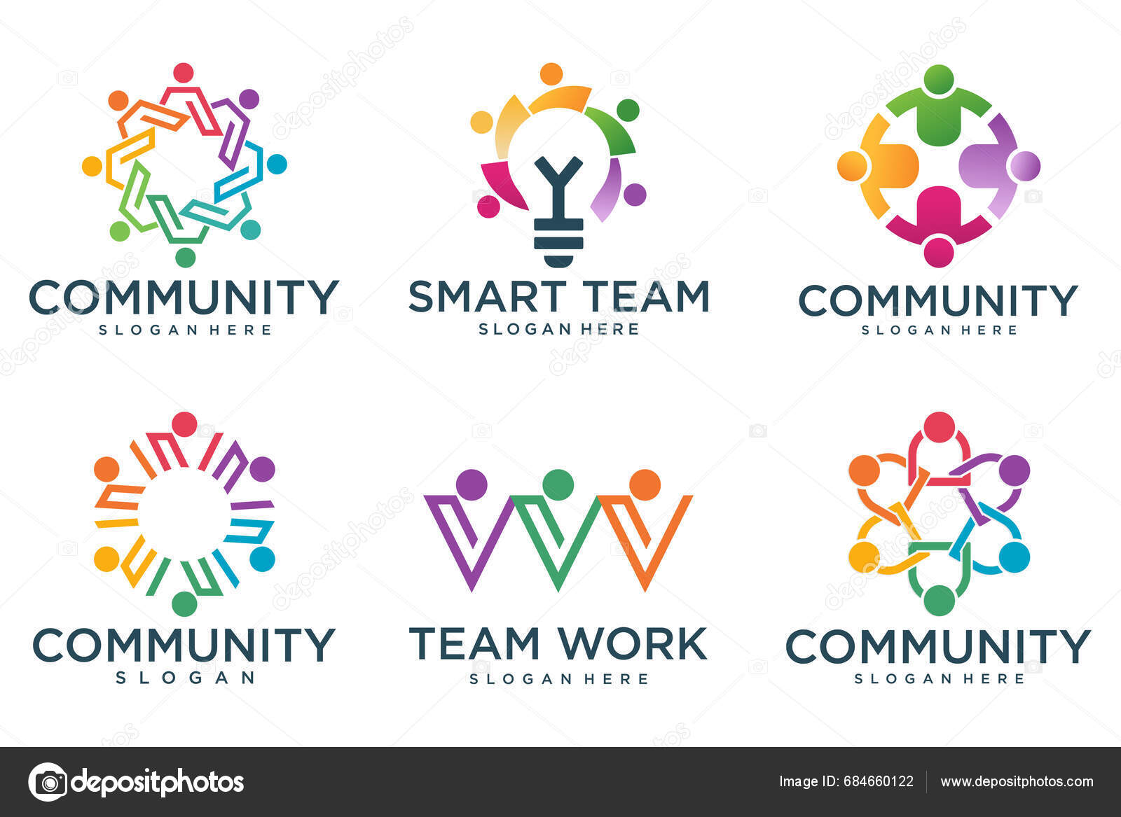 People Teamwork Logo Icon Set Symbol Community Group Family Stock ...